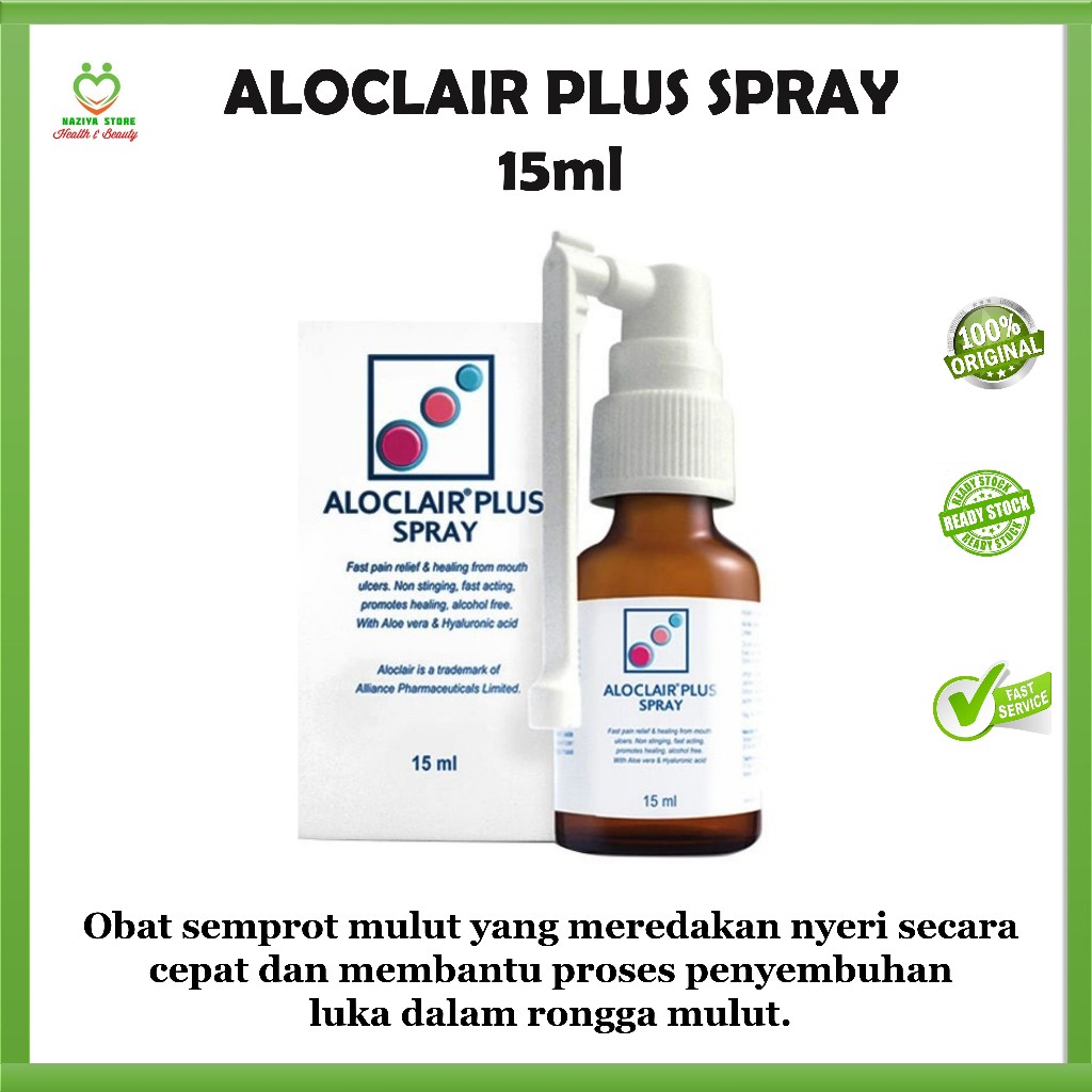 Jual ALOCLAIR PLUS SPRAY 15ml Obat Luka Mulut Gusi Bengkak Dan berdarah ...