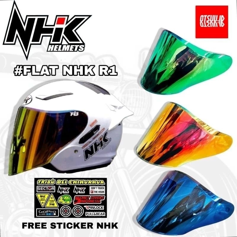 Jual Kaca helm flat nhk r1 iridium bonus rachet flat visor | Shopee ...