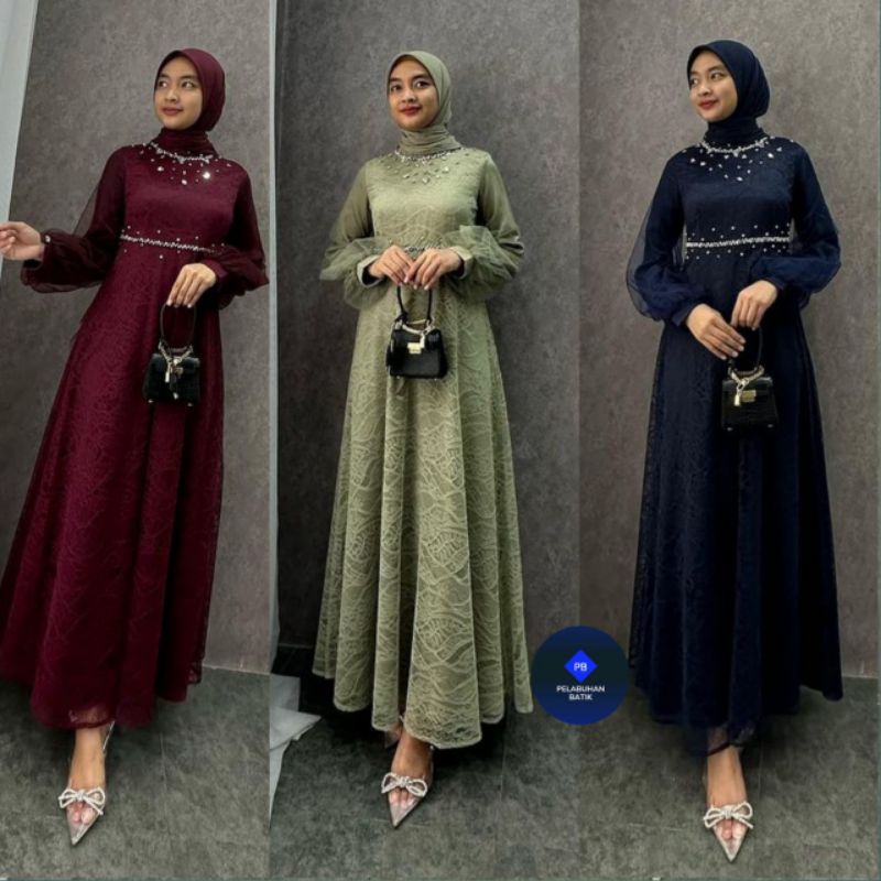 Jual MODEL BARU GAMIS BURKAT NADINE GAUN MAXI DRESS BRUKAT FASHION CEWEK SERAGAM WANITA REMAJA ...