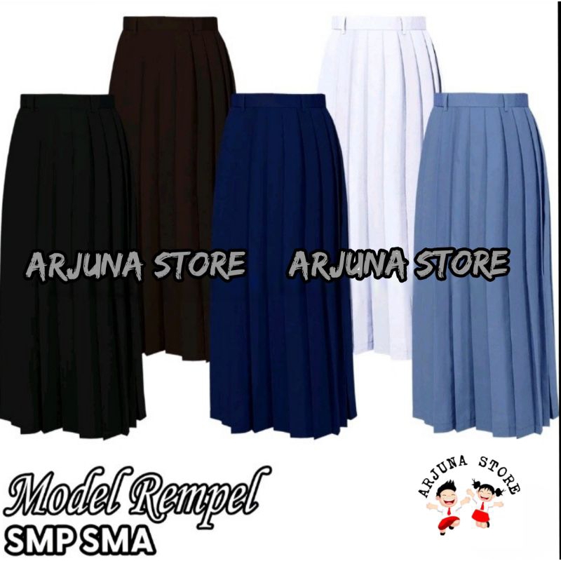 Jual Rok rempel Smp Sma biru abu coklat pramuka osis hitam putih ...