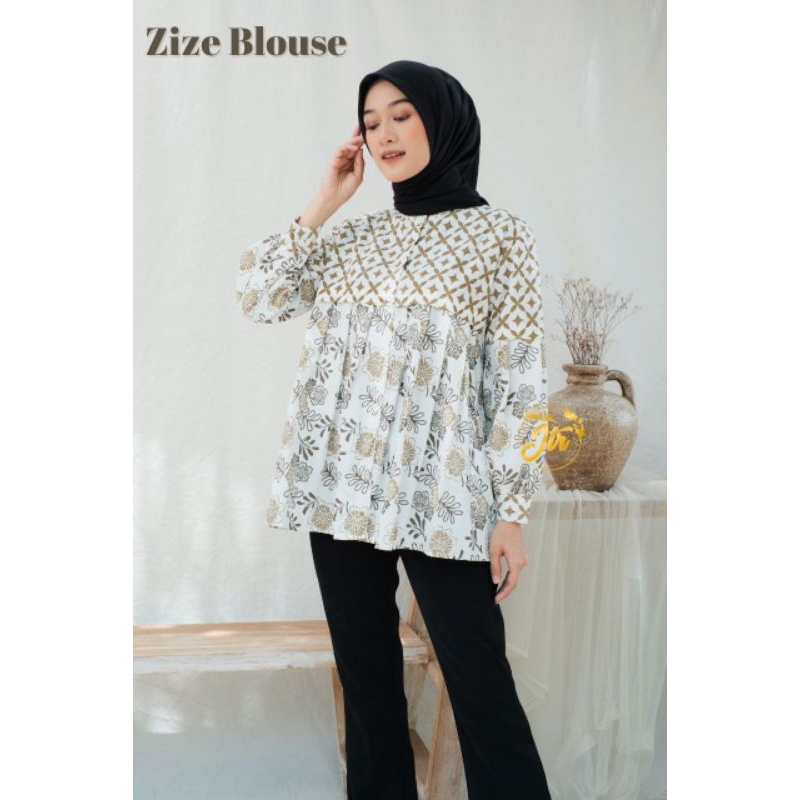 Jual BATIK WANITA KEKINIAN BLOUSE BATIK KERJA ATASAN BATIK KERJA ZIZE ...