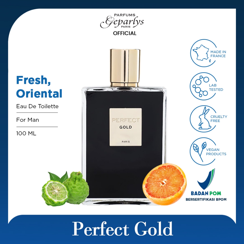 Jual GEPARLYS Perfect Gold EDT 100 ML - Parfum Pria Fresh | Shopee ...