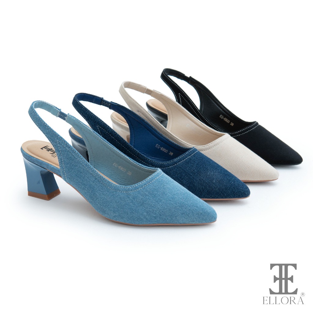 Jual ELLORA EG-6900 Sepatu Wanita Hak Chunky Heels Slingback Bahan ...