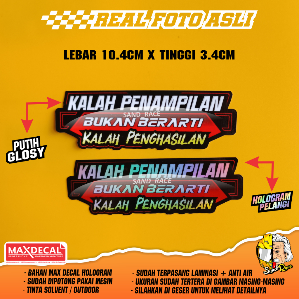 Jual sticker racing viral kalah penampilan bukan berarti kalah ...