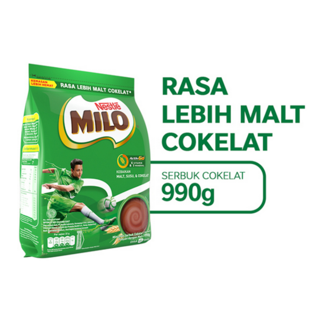 Jual MILO ACTIV-GO LEBIH MALT COKLAT 990 G MINUMAN MILO RASA CHOCOLATE ...
