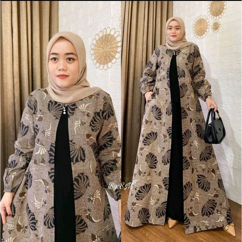 Jual Gamis Batik Mix Moscrepe premium Wanita Busui Terbaru Gamis Batik ...