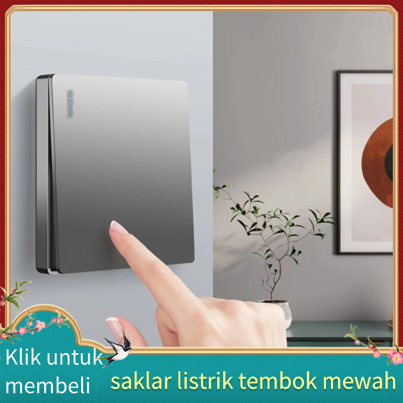 Jual Saklar Listrik Tembok Mewah Gray Brushed 1/2/3 Gang 1 Way Stop ...