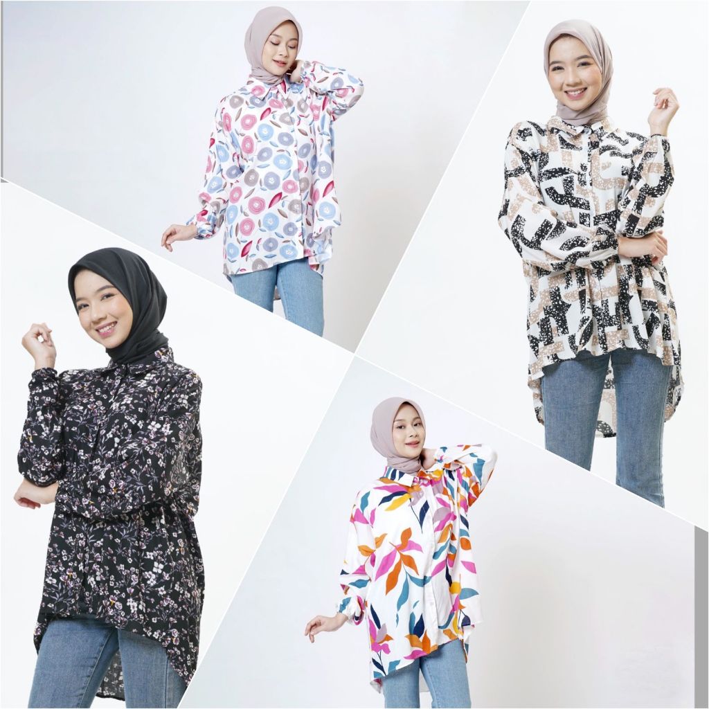Jual BLOUSE OVERSIZE BAHAN RAYON KEMEJA OVERSIZE MOTIF ATASAN WANITA ...