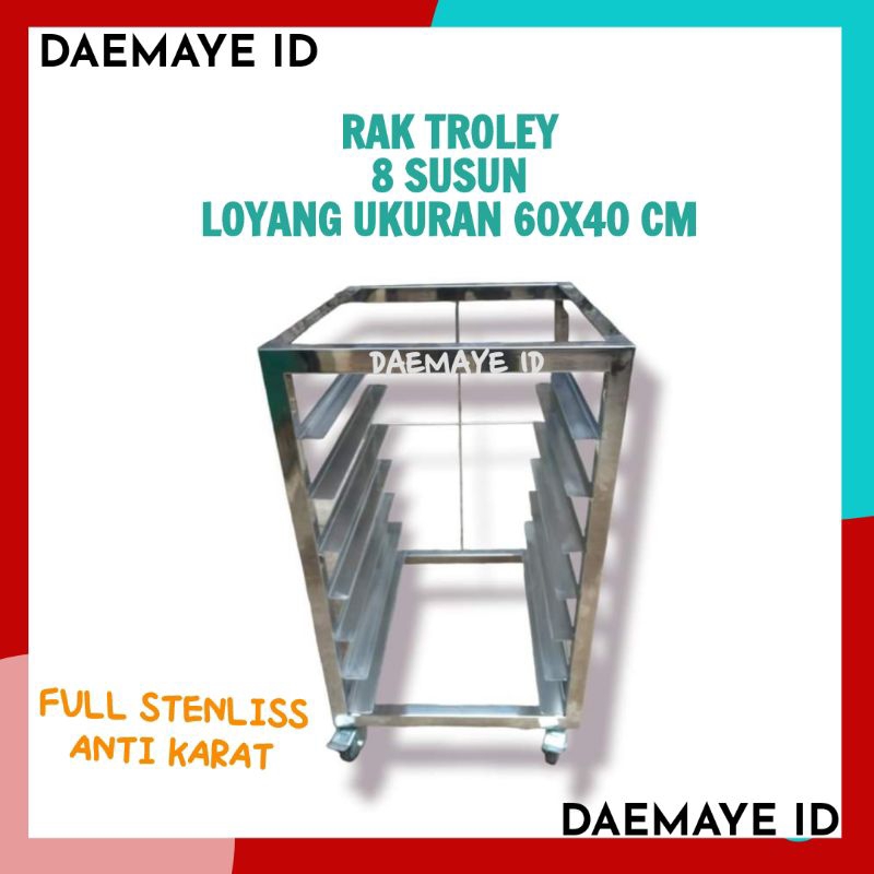 Jual Rak Troli 8 Susun/Tray/Full stenliss/Ukuran Loyang 60x40cm ...