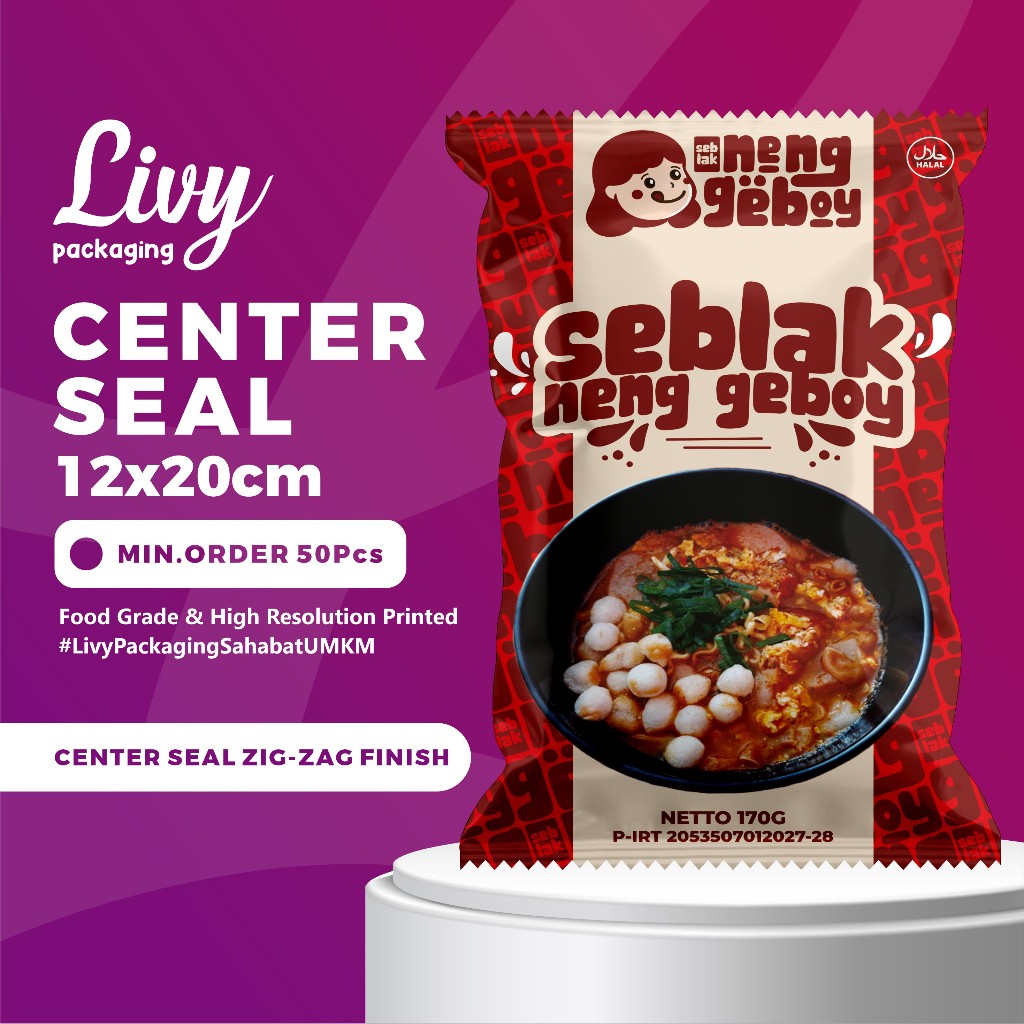 Jual Livy Packaging - Kemasan Center Seal 12x20cm Makanan Ringan Snack ...