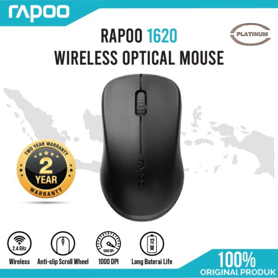 Jual Mouse Wireless Rapoo 1620 Wireless Optical Mouse 2.4Ghz | Shopee ...