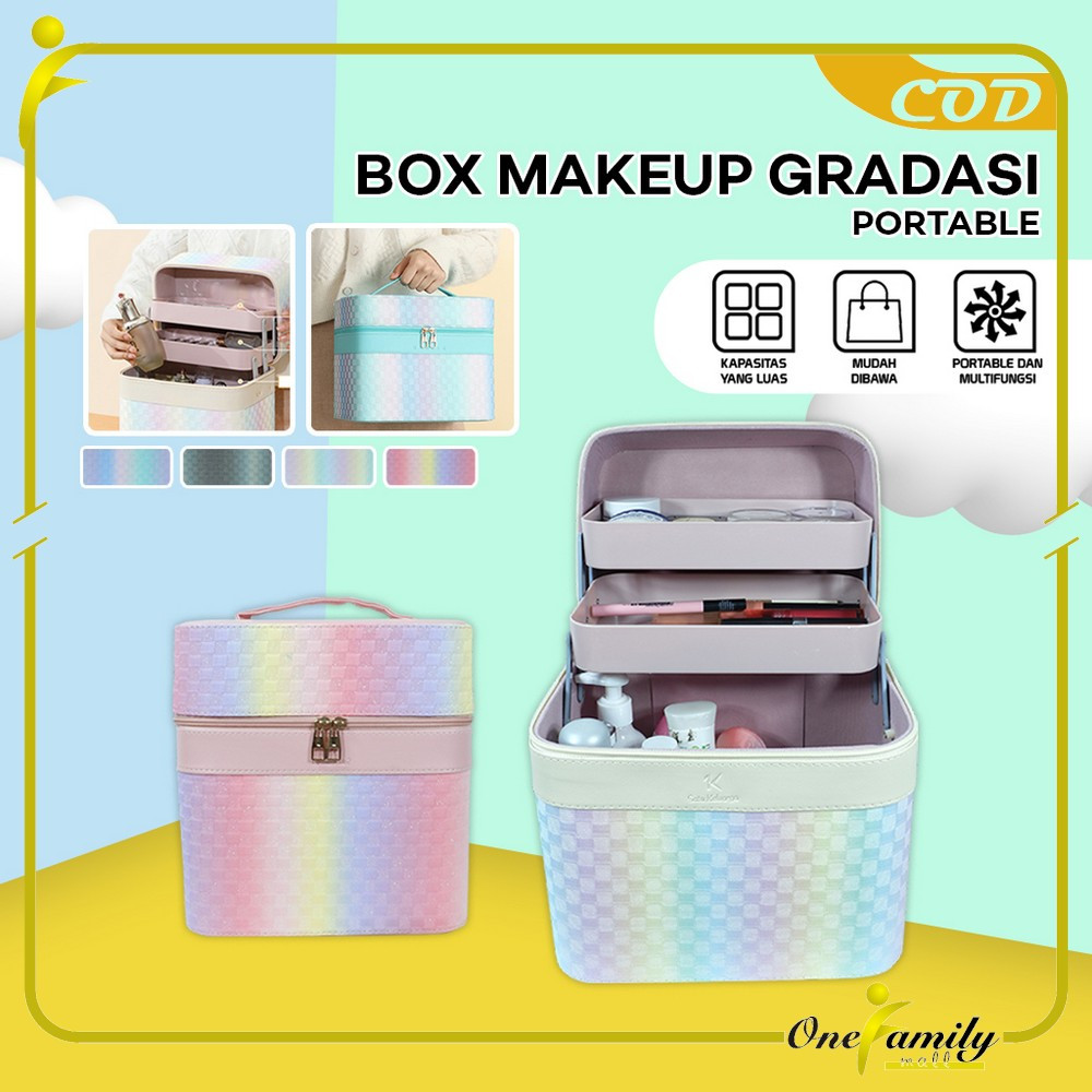 Jual ONE-K156 Box Make Up Tas Kosmetik Portable Motif Gradasi Case ...