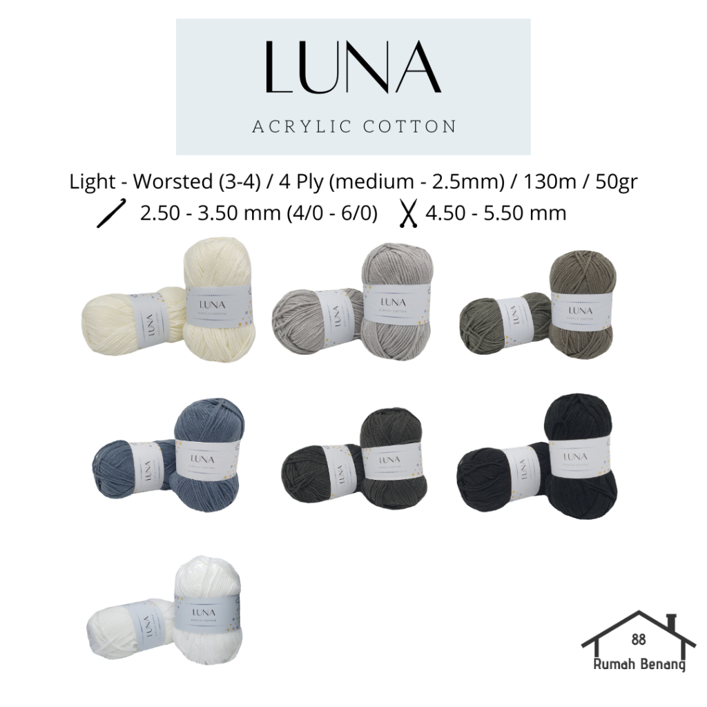 Jual RB88 Benang Rajut LUNA Acrylic Cotton/Katun Akrilik - Netral ...