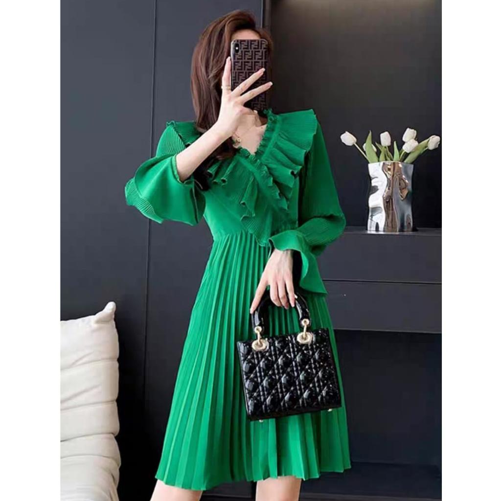 Jual TM - 0947 Gaun Dress Midi Barbella Ruffle Twistcone Import ...