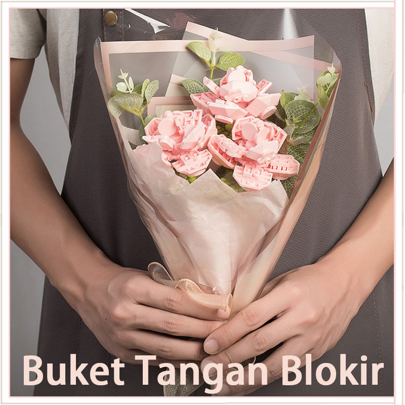 Jual DIY Mainan Buket Bunga Blok Susun Bangunan Flower Simulasi Tangan ...