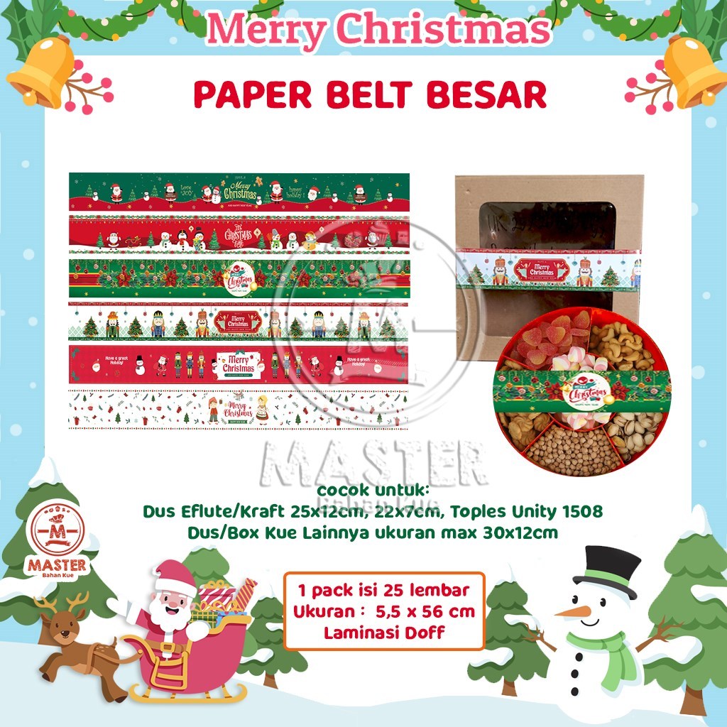 Jual Pita Toples Natal / Paper Belt Merry Christmas Besar [per 25 lbr ...