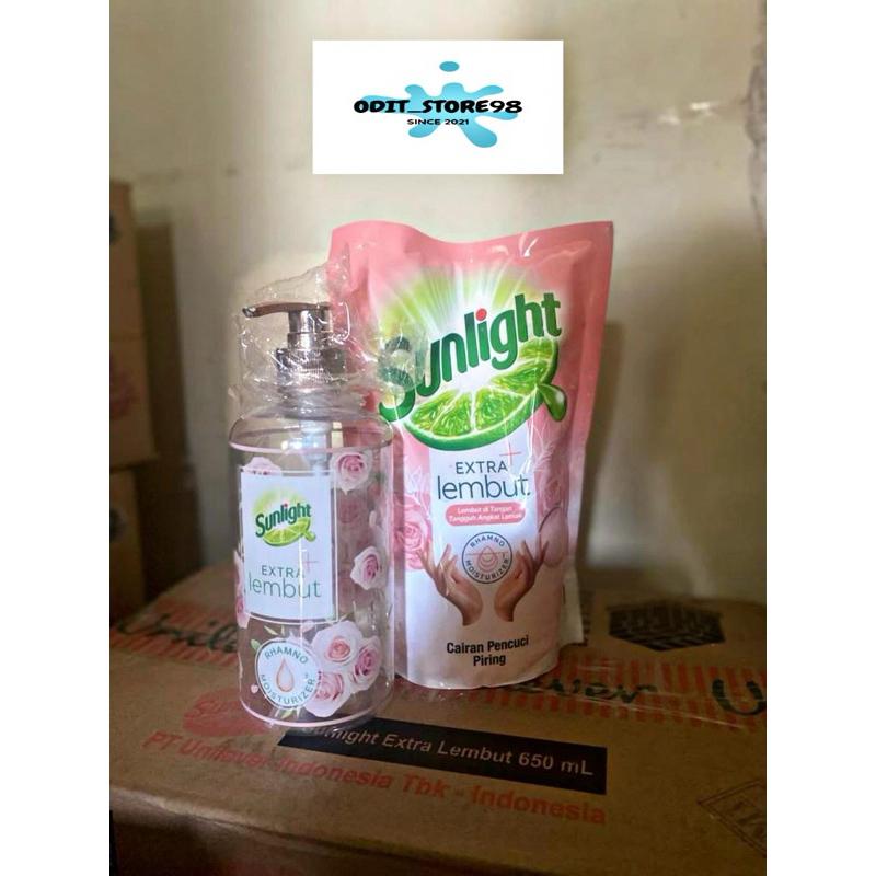 Jual Sunlight Extra Lembut Pencuci Piring 650ml Free botol Premium ...
