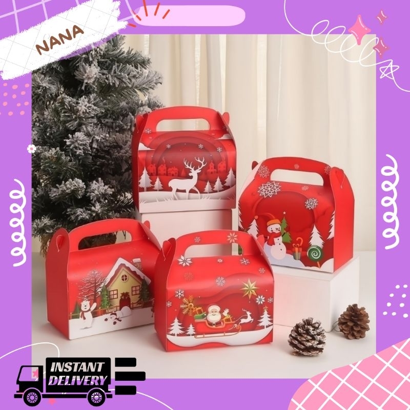 Jual GABLE BOX NATAL MERAH /COKLAT BOX HAMPERS MERRY CHRITMAS ESTETIK ...