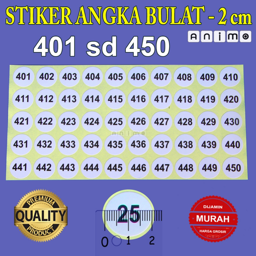 Jual LABEL - STIKER ANGKA BULAT 2 CM - ROUND NUMBER STICKERS 2 CM ...