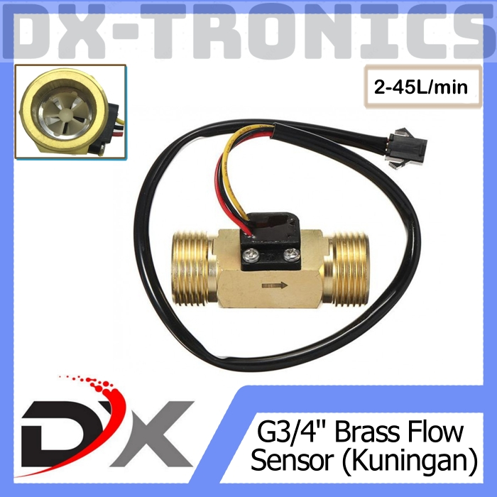 Jual Water Flow Sensor Brass 3/4" Flow Sensor Kuningan Aliran Air 2-45L ...