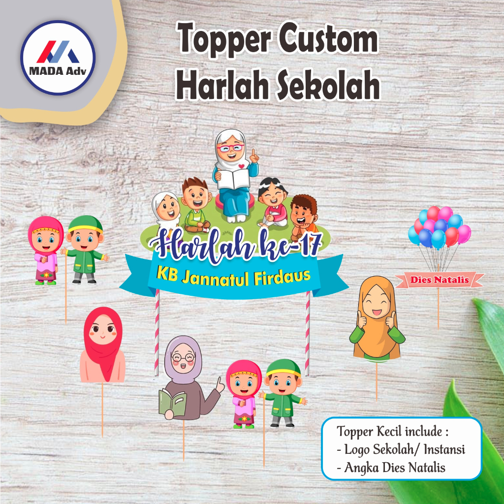 Jual Topper Tumpeng HUT sekolah / Topper Ulang Tahun Sekolah/ Topper ...
