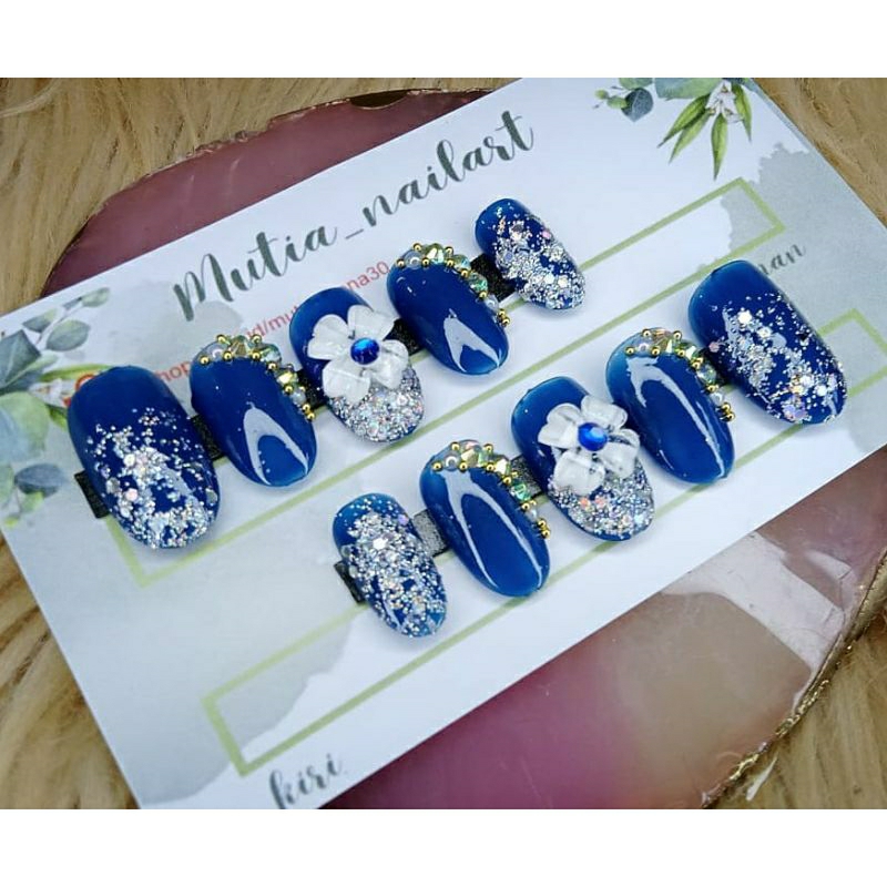 Jual Kuku Palsu Biru laut | Blue Ocean 302 (Ready Maroon/Putih/Biru ...