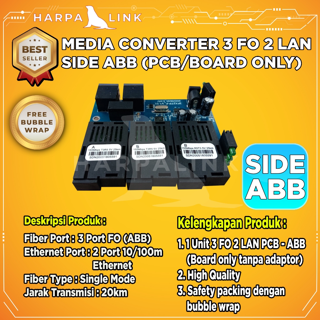 Jual Media Converter 3 FO 2 LAN 3 SC 2 RJ45 3F2E 10/100 Mbps PCB Board ...