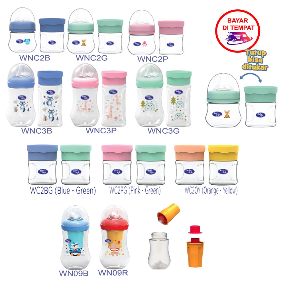 Jual Baby Safe Feeding Bottle with Milk Powder Container | Babysafe ...