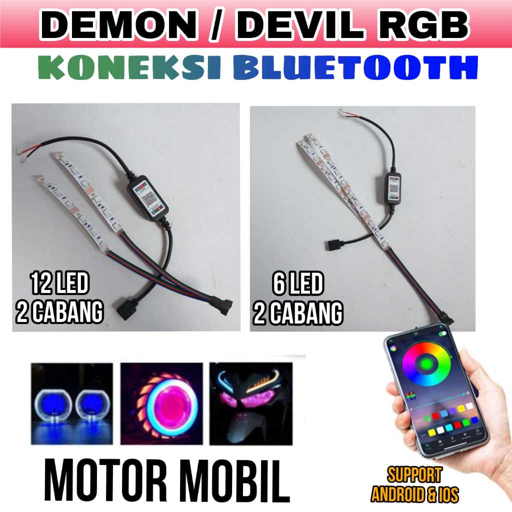 Jual LAMPU LED DEMON RGB / DEVIL RGB KONEKSI BLUETOOTH HP ANDROID/IP ...