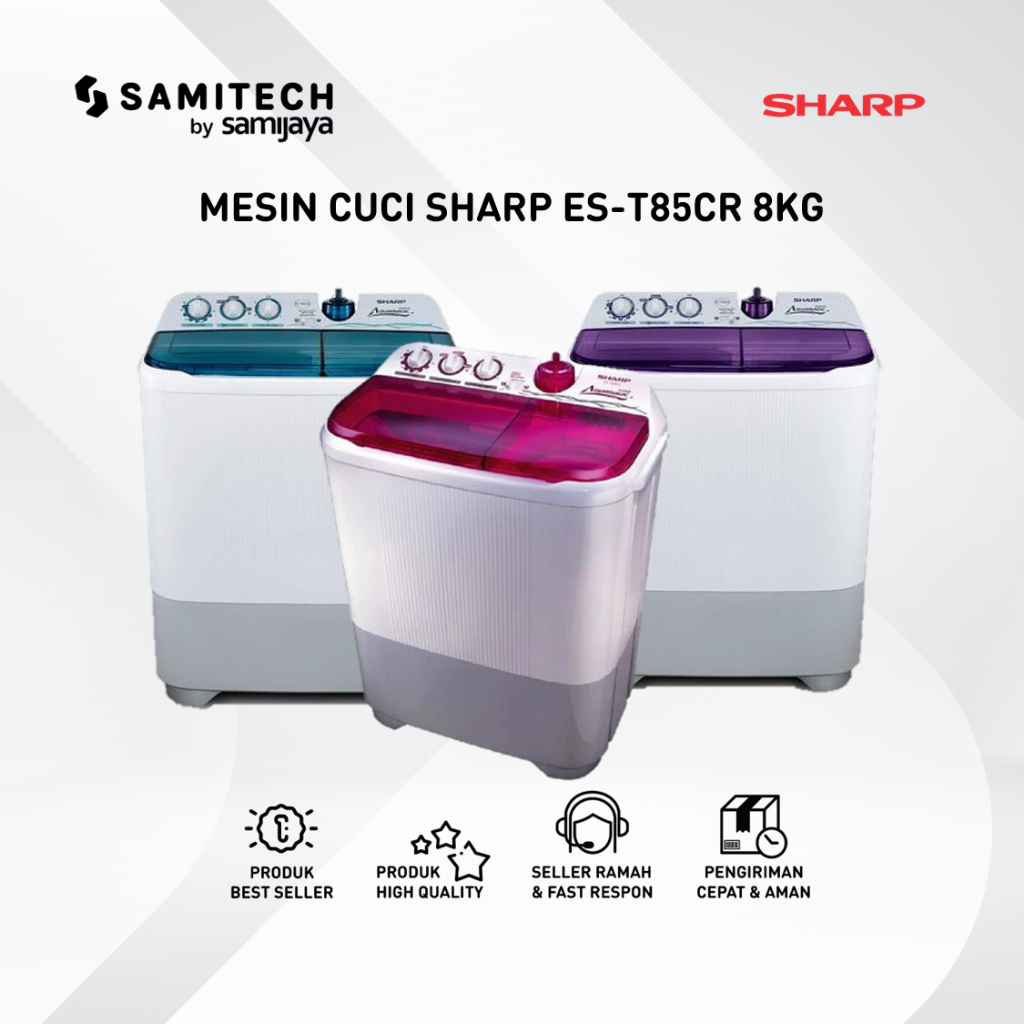 Jual MESIN CUCI DUA TABUNG - TWIN TUB SHARP ES-T85CR / ES T85CR 8KG ...