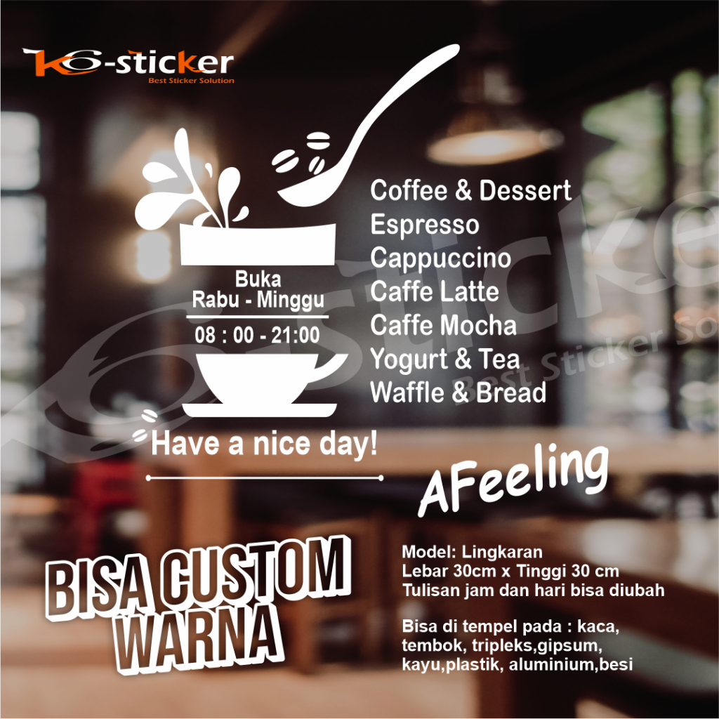 Jual Stiker Kaca Sticker Dinding Cafe Open Hour Jadwal Buka Tutup ...