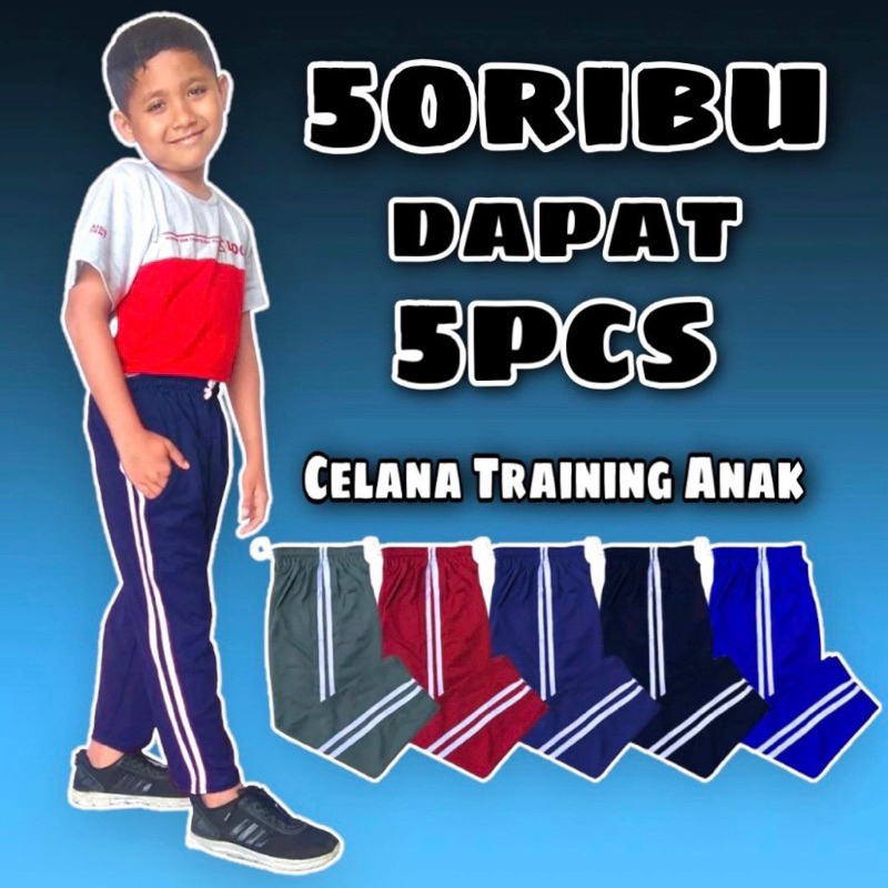 Jual Paket 50rb dapat 5pcs celana training anak usia 1-13 tahun, ukuran ...