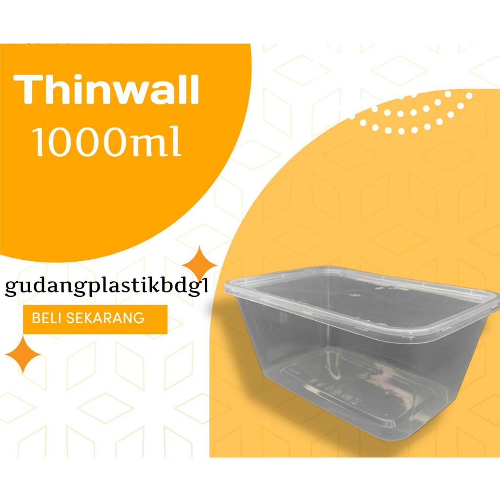 Jual Thinwall Persegi Panjang 1000ml Tutup Kotak Makan Plastik 1000