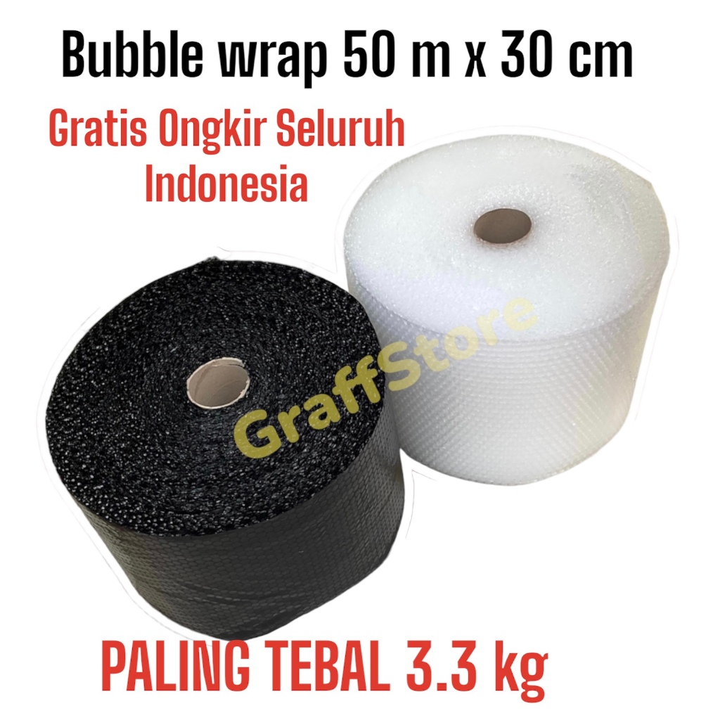 Jual bubble wrap 50 meter x 30 cm hitam bening plastik bubble tebal pekat lentur bubblewrap ...