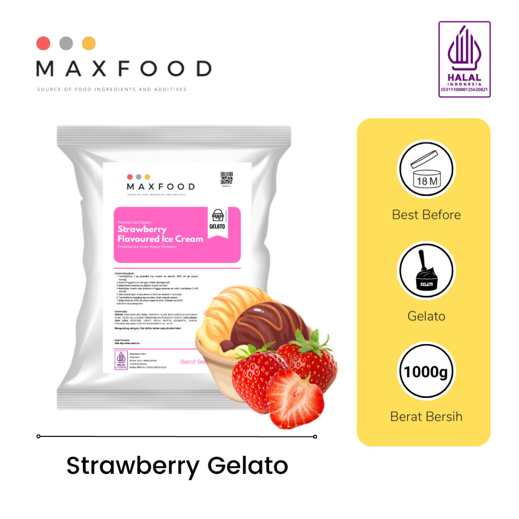 Jual Gelato Powder Strawberry / Bubuk Gelato Rasa Stroberi 1 KG ...
