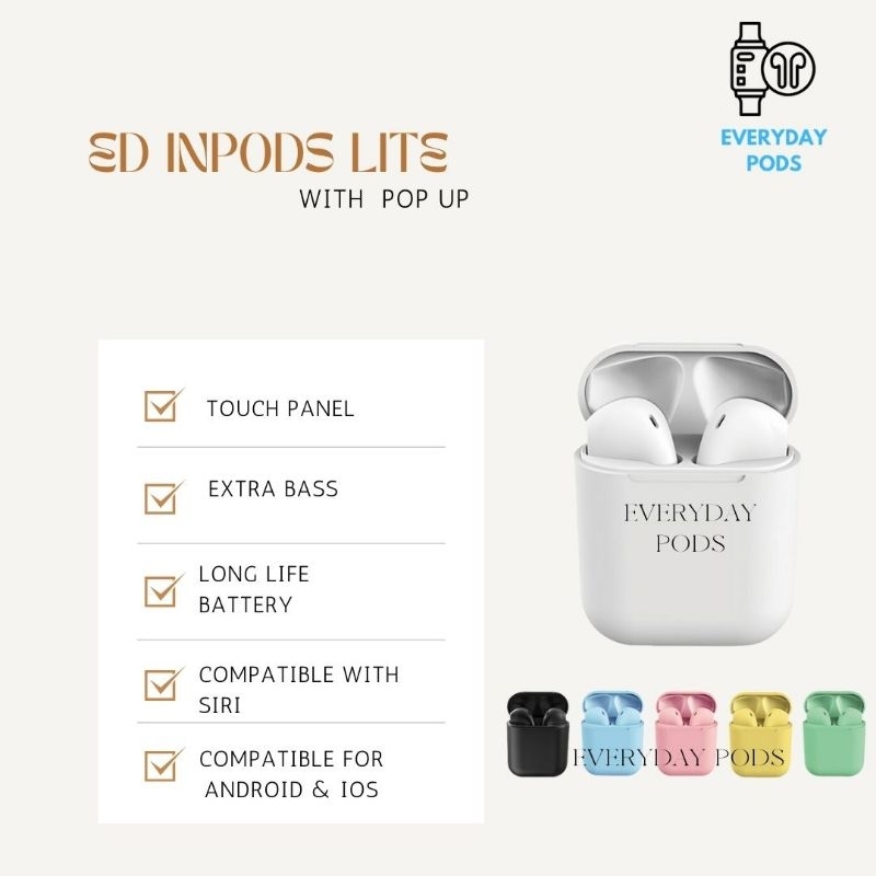 Jual ED Pods Lite [Inpods i12 Series]100% ORIGINAL GUARANTEE [Highest ...