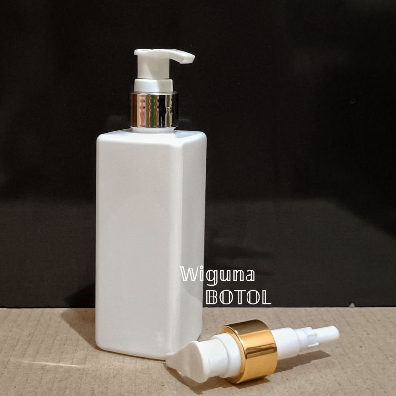 Jual Botol Pump 250ml Model Kotak Tutup Pump Lotion Ring Aluminium / Botol Pet 250ml kotak Tutup ...