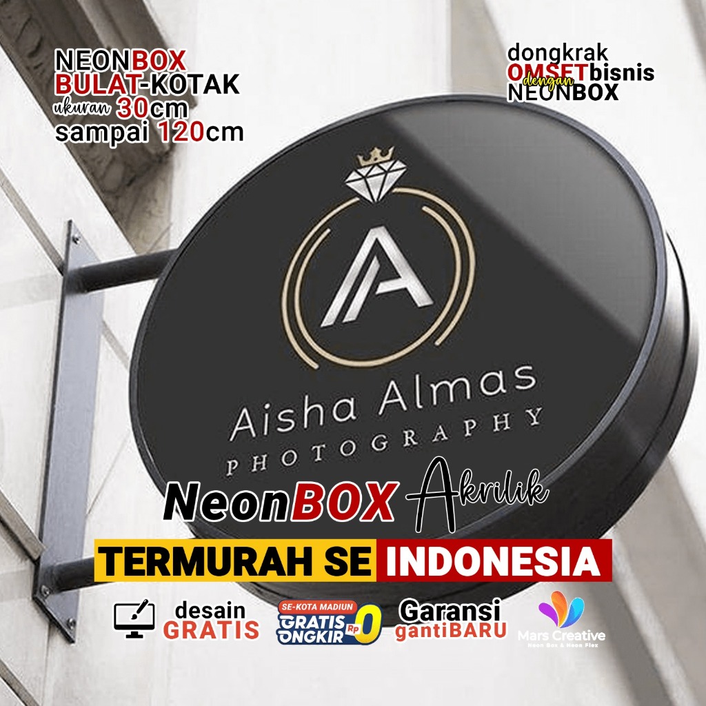 Jual Neon Box Indoor Outdoor 30cm x 50cm Premium Custom 2 Sisi ...