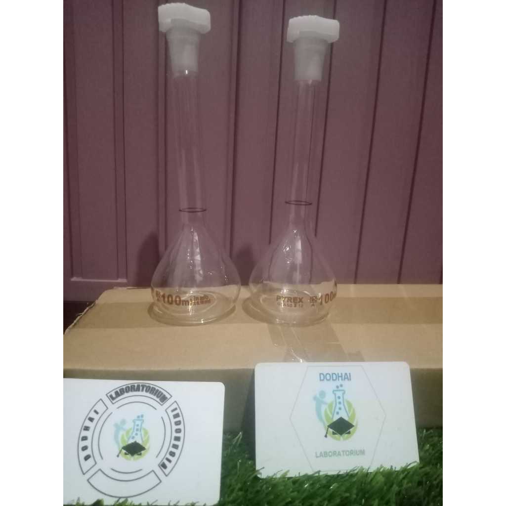 Jual Labu ukur, volumetric flask, Labu tentukur. merk pyrex ukuran 100ml | Shopee Indonesia