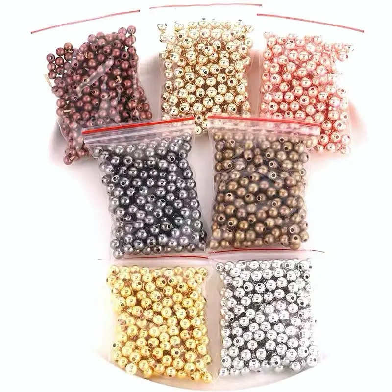 Jual Manik-manik Ringan Warna Emas Perak Manik-manik Longgar Gelang DIY ...