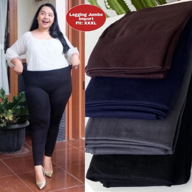 Jual Celana Legging Wanita Jumbo Polos Fit XXXL Bb 60-110 Kg Premium Tebal | Shopee Indonesia