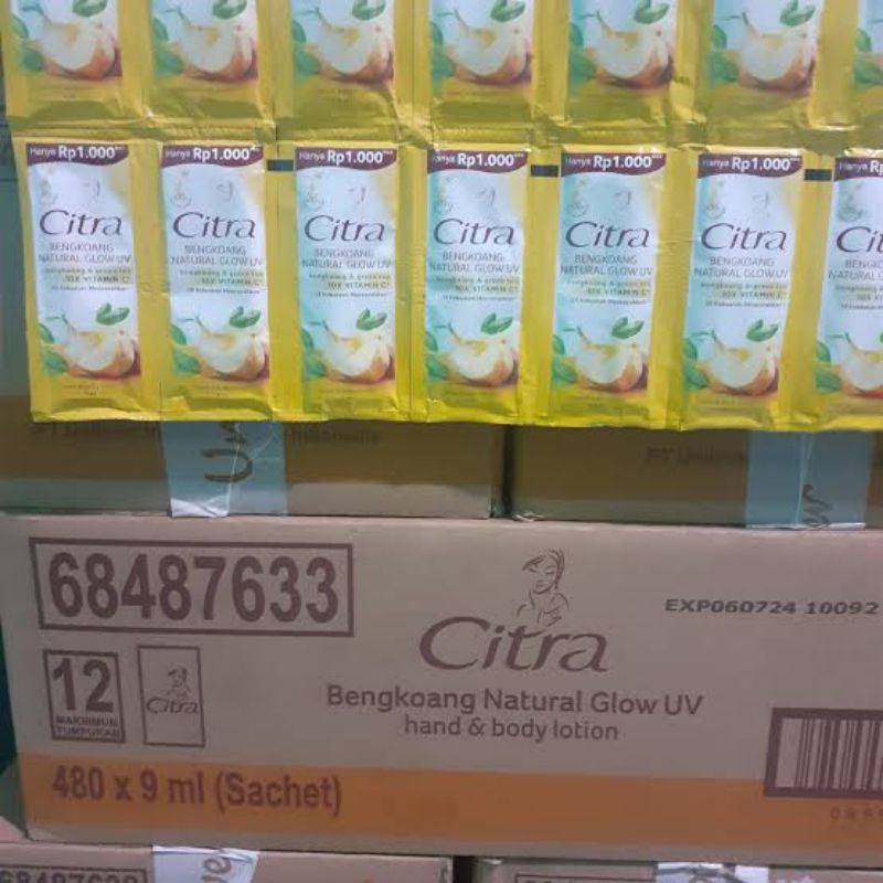 Jual hand body lotion CITRA sachet dus karton isi 480 sachet x 9 ml ...