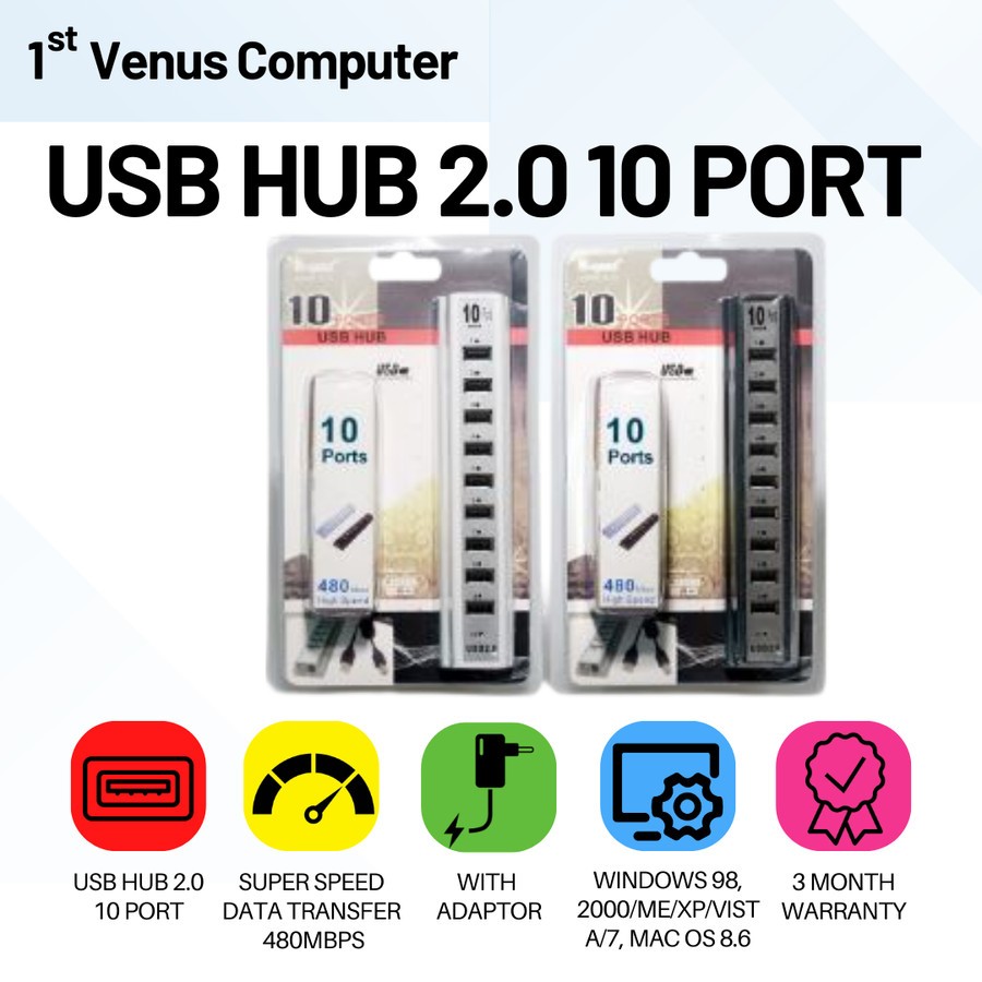 Jual USB HUB 2.0 10 PORT / USB HUB 10 PORT / NOT27-USB | Shopee Indonesia