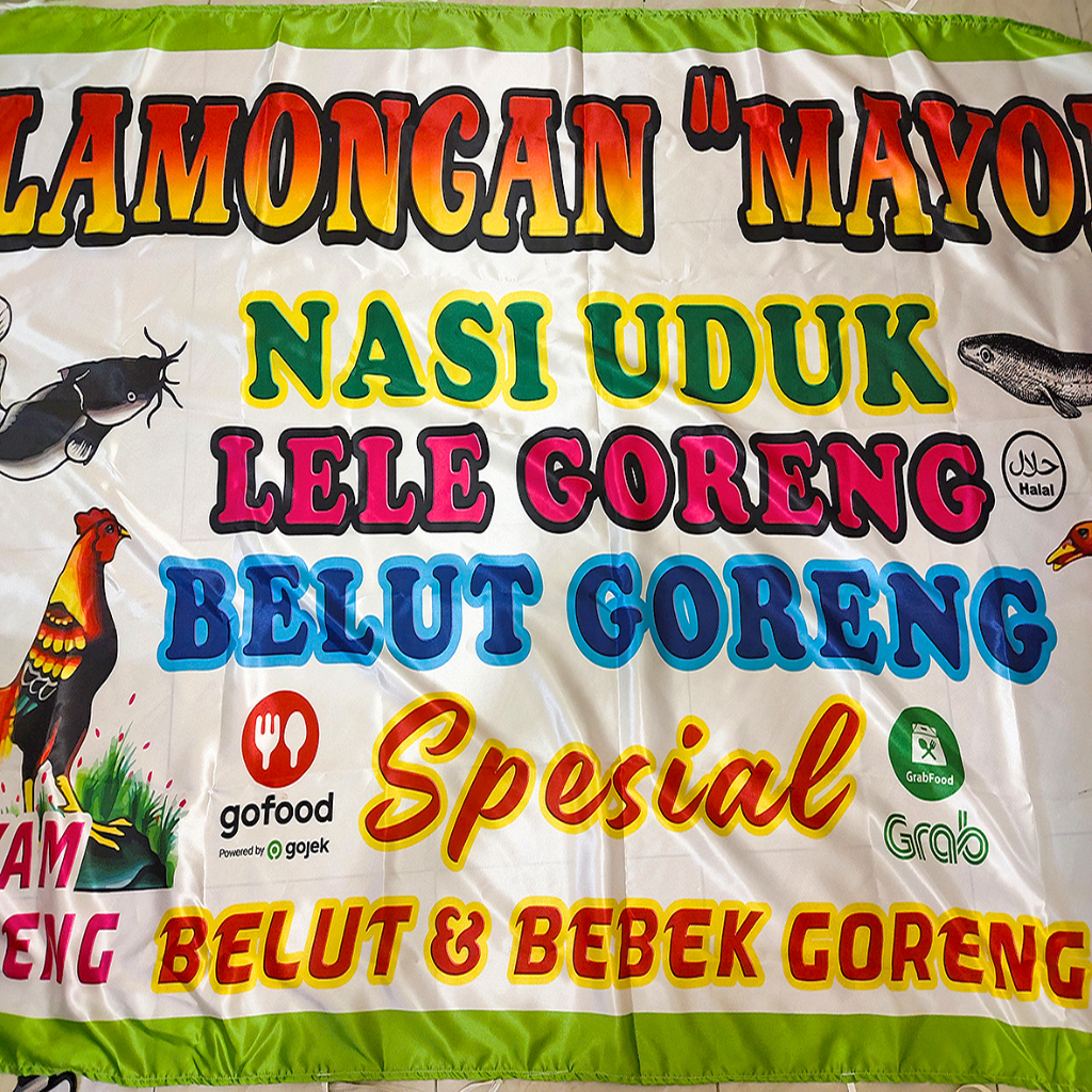 Jual CETAK SPANDUK KAIN PECEL LELE SABLON DIGITAL BAHAN PREMIUM SATIN ... Jual CETAK SPANDUK KAIN PECEL LELE SABLON DIGITAL BAHAN PREMIUM SATIN ...