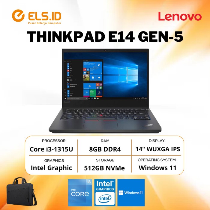 Jual Lenovo ThinkPad E14 Gen 5 Core i3 1315U 8GB SSD 512GB 14" WUXGA W11 | Shopee Indonesia