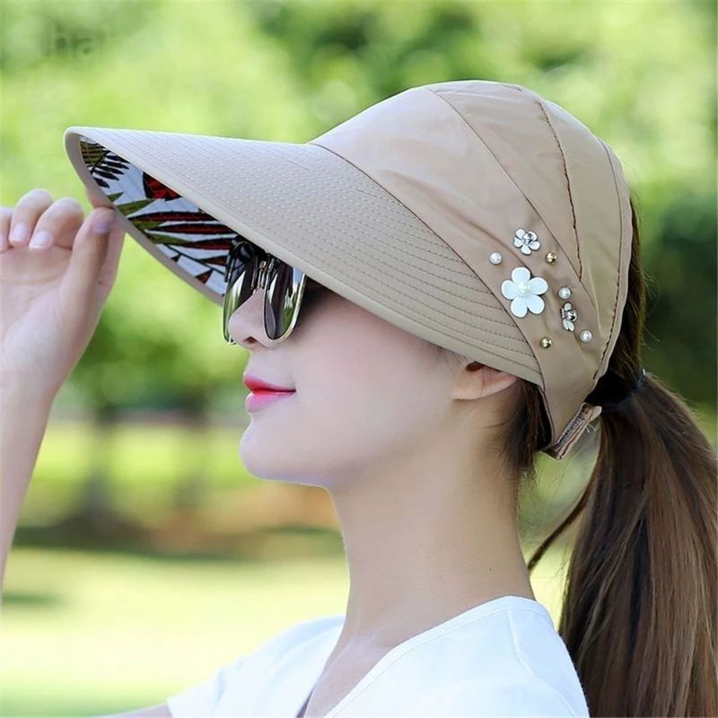 Jual topi visor sport cap wanita topi pantai pelindung anti UV | Shopee Indonesia