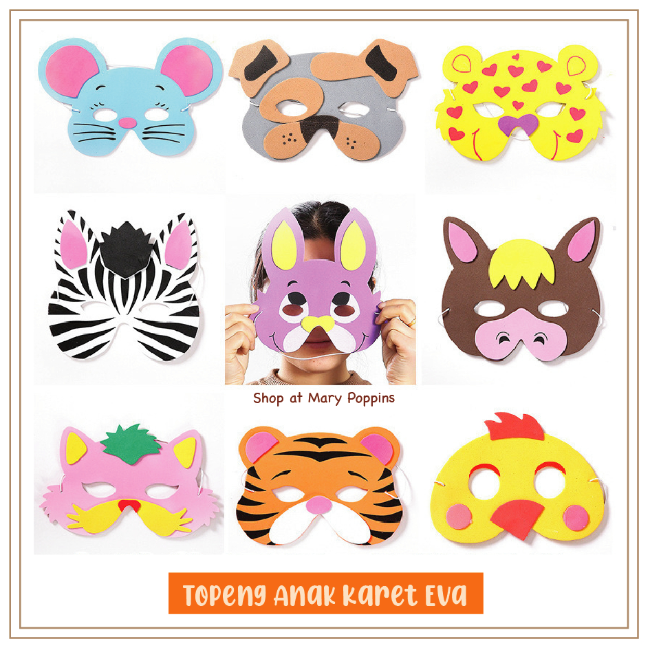 Jual Topeng Anak Bahan Busa Eva Karakter Hewan Lucu Untuk Event (2 ...
