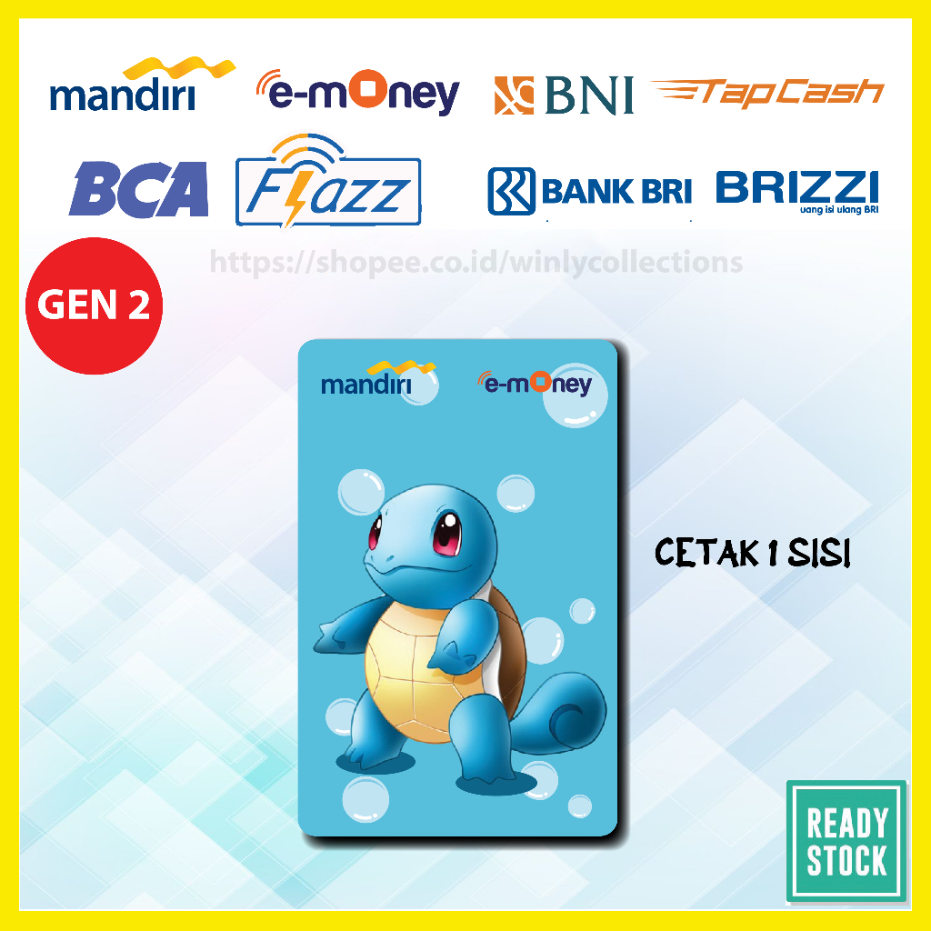 Jual KARTU EMONEY ETOLL CUSTOM POKEMON ANIME SQUIRTLE KURA-KURA ...