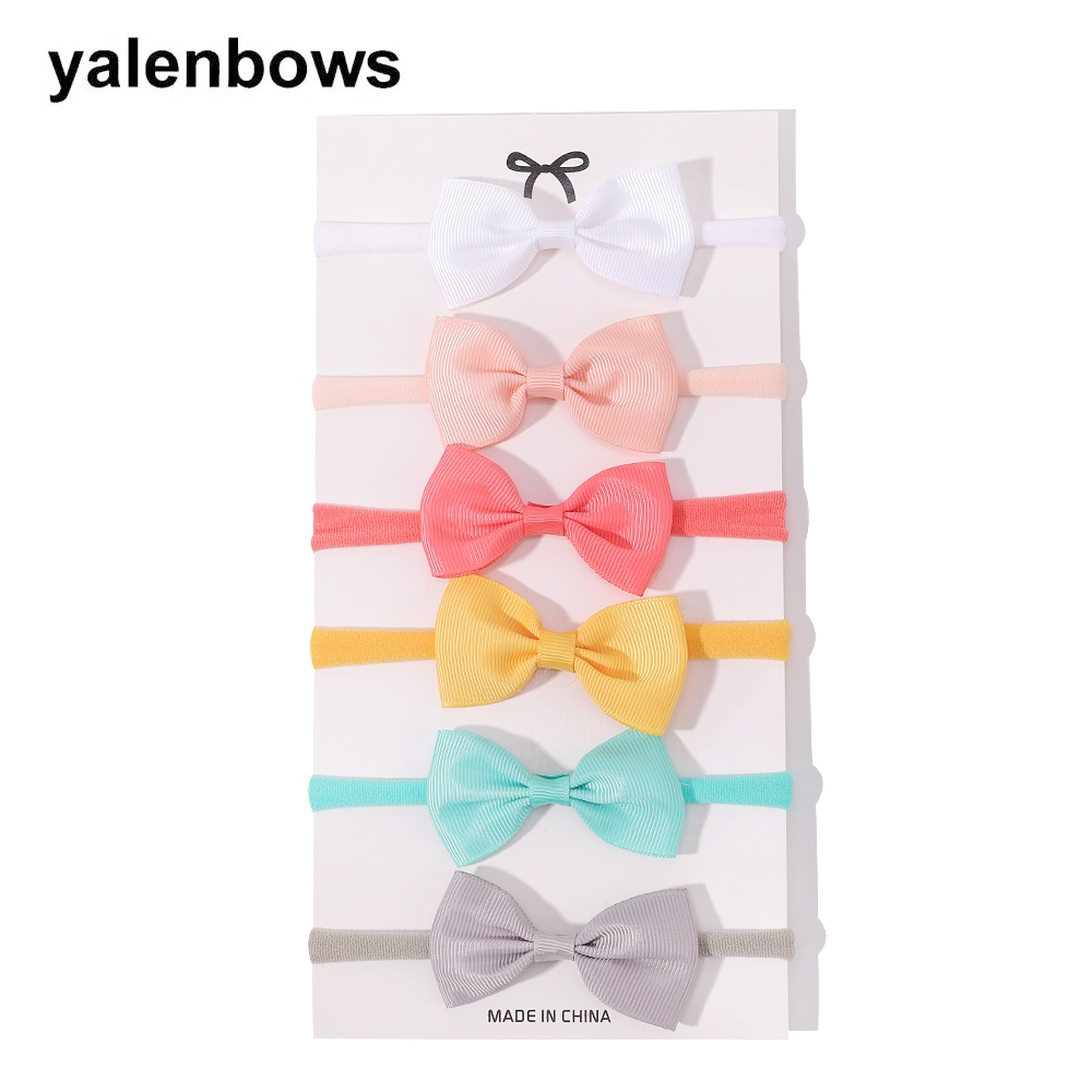 Jual 6 pcs/set solid warna anak -anak yang baru lahir pita rambut ...