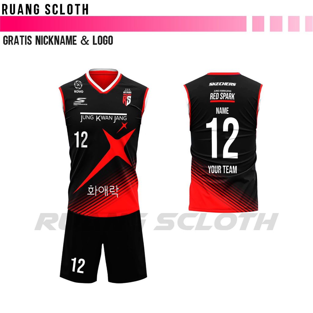 Jual Jersey Voli Pria Red Spark Terbaru Gratis Pasang Nama dan Nomor ...